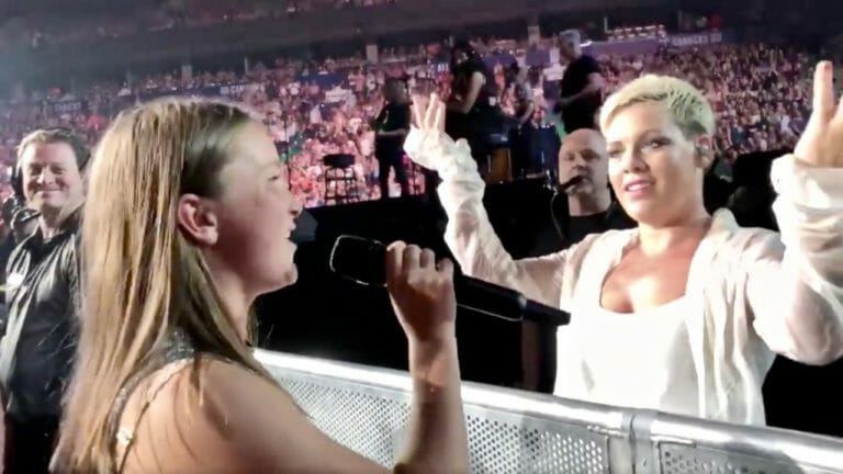 Pink stops concert to invite 12-year-old singer onto the stage
