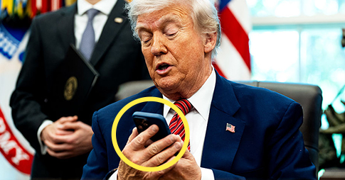 Donald Trump mocked after cameras reveal his phone lock screen
