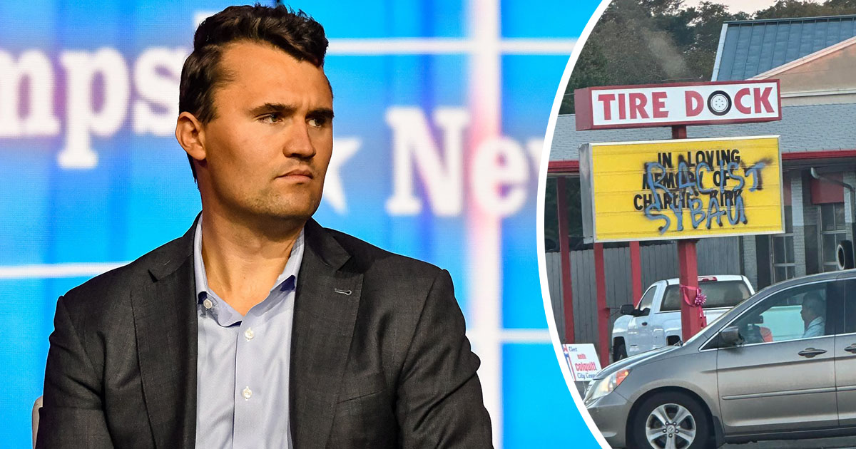 Sign mourning Charlie Kirk vandalized with 2-word attack