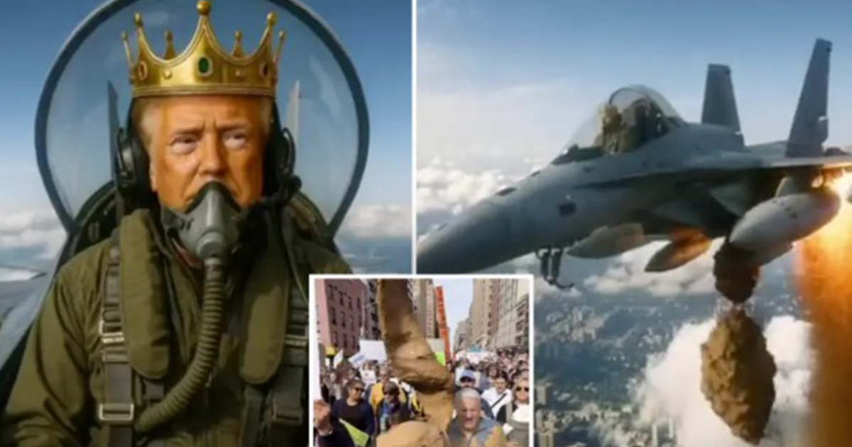 Trump posts disturbing AI video of himself dropping poop on No King ...
