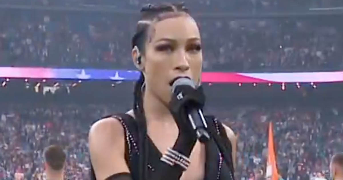 Singer Karina Paisan slammed over outfit for US national anthem