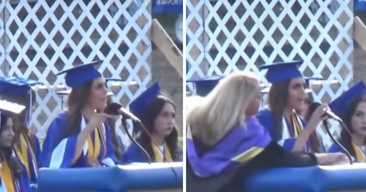 High school valedictorian yanked from stage as she hijacks speech to ...
